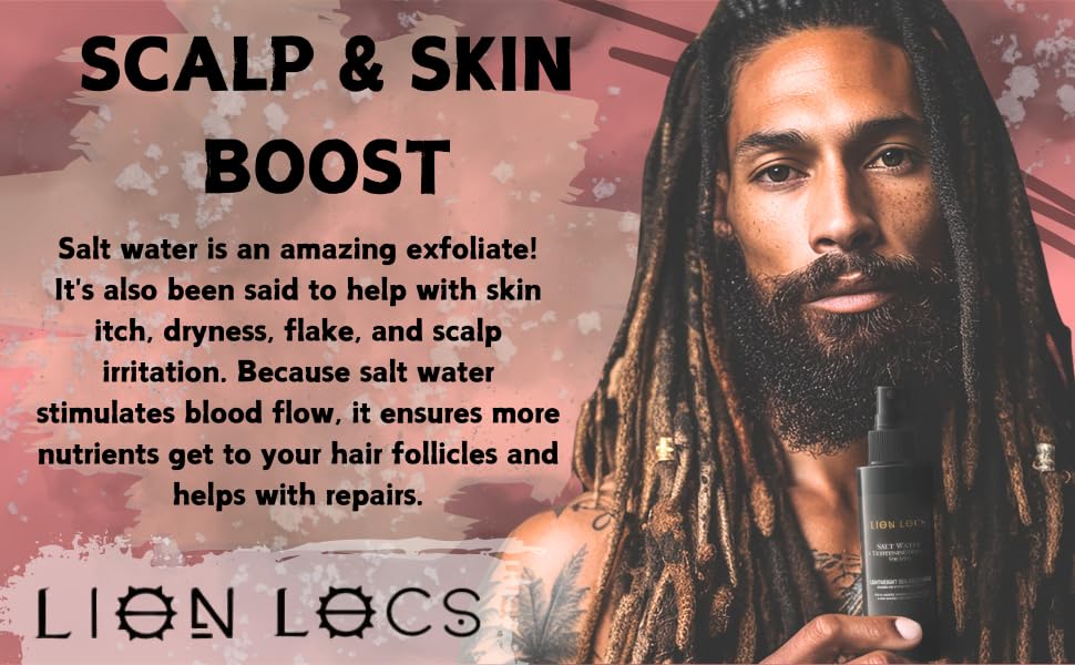 Lion Locs Starter Twist and Lock Spray for New Dreadlocks | Vegan Sea Salt Mist with Essential Oils & Aloe (4oz)