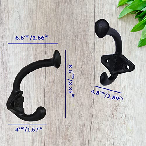 Antique Rustic Black Cast Iron Hooks,Antique Old Shabby Chic Cast Iron Hooks, Wall Mounted Hooks (Set of5 ) Ymaiss Vintage Inspired Coats Towel Hook Robe Hook