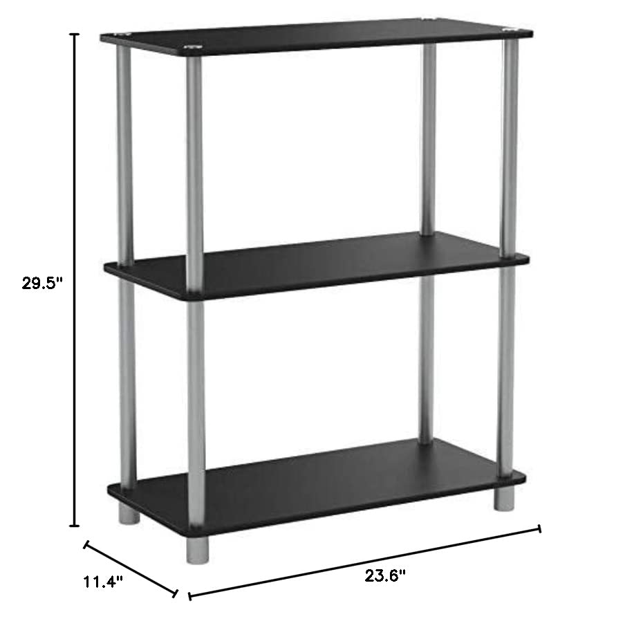 Furinno Turn-N-Tube Display Rack, 3-Tier Single, Black/Grey