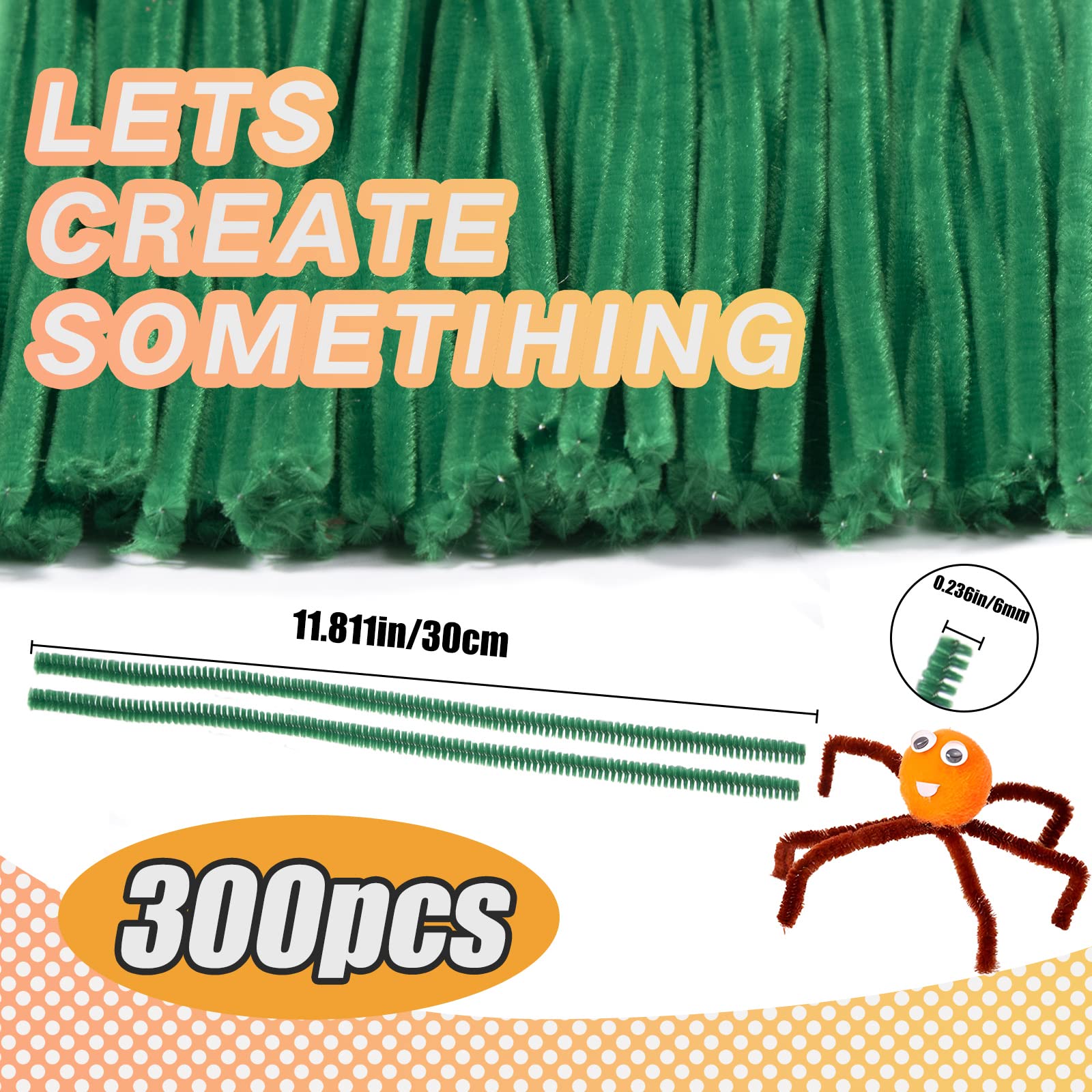 300 Pieces Black Pipe Cleaners Chenille Stem, Pipe Cleaners Craft for Kids DIY Art Supplies