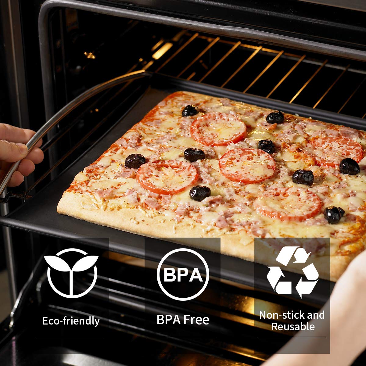 3 Set Nonstick Oven Liner for Bottom of Electric, 16x20 inch Thick Heavy Duty Teflon Oven Liners Mat, Reusable BBQ Grill Mat, and Easy to Clean Barbecue Grilling Mat