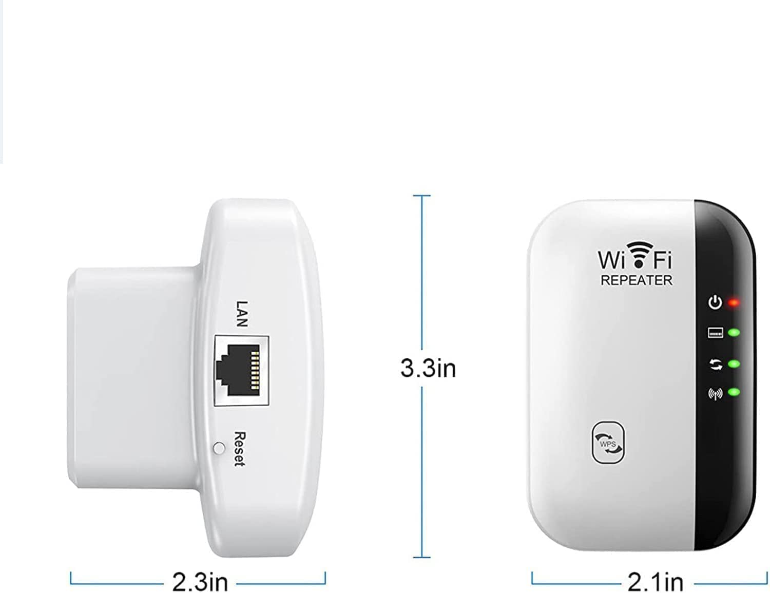 300Mbps WiFi Extender Signal Booster, Wireless Dual-Band Network Repeater, WiFi Range Extender, with Ethernet Port, 1-Tap Setup Access Point,Covers Up to 2640 Square Feet White