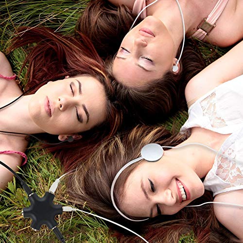 JOYISEN 2PCS Multi Headphone Splitter 3.5mm Headphone Audio Jack Splitter 1 Male to 5 Port Female Earphone Headset Adapter (Black)