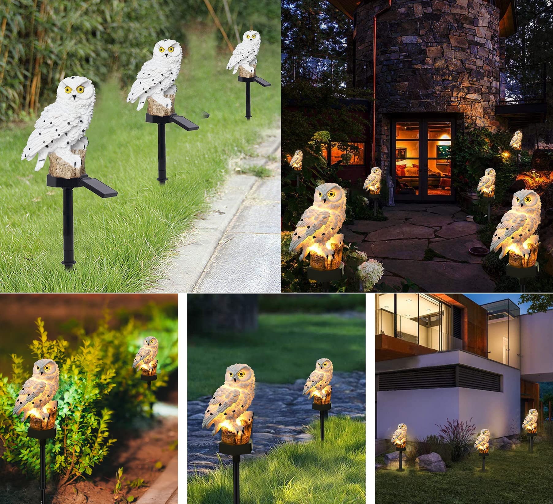 TCJJ Solar String Lights Outdoor Crystal Globe Garden Lights with 8 Lighting Modes, Waterproof Decorative Solar Powered Patio Hanging Lights for Yard Porch Wedding Christmas Party (Owl)