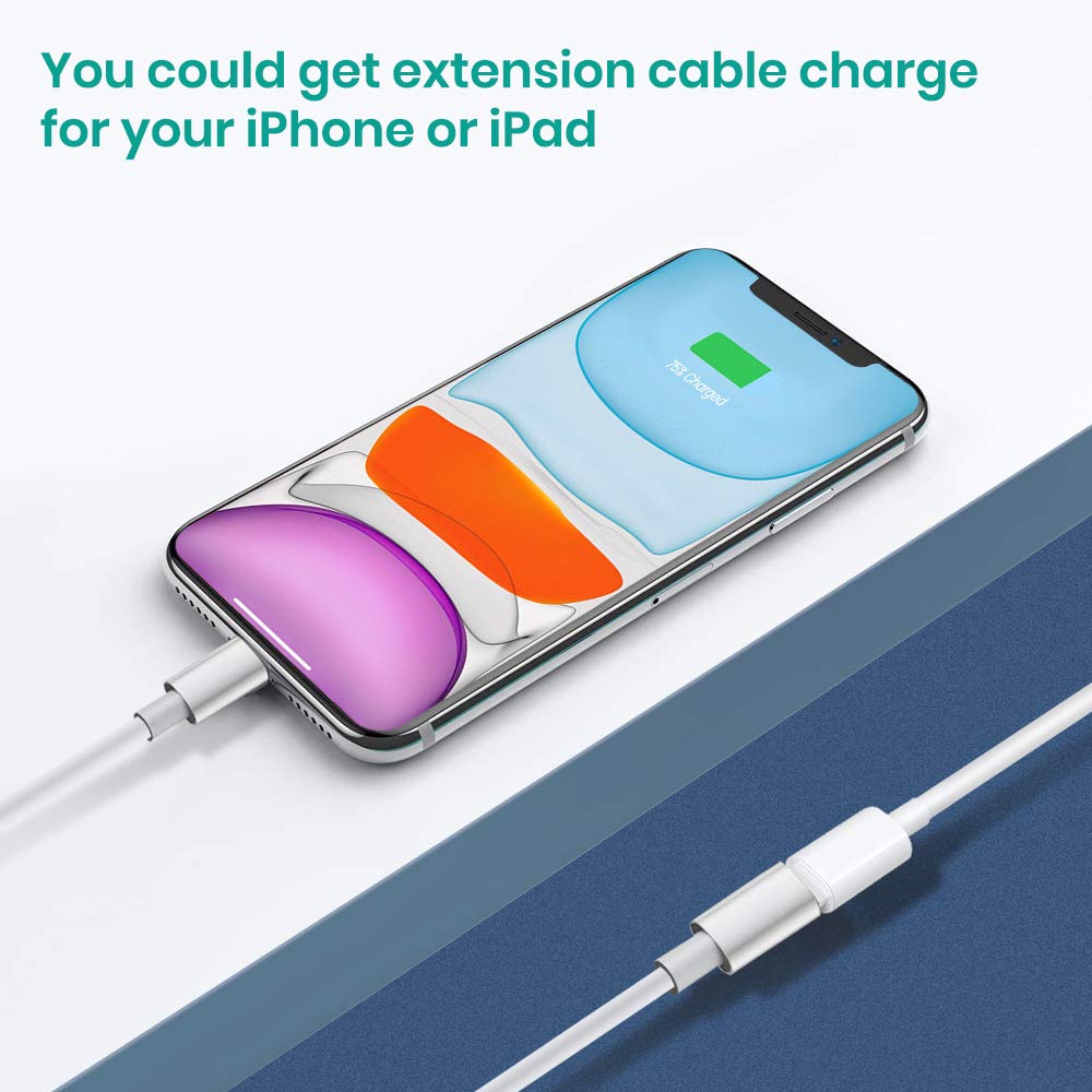 MeloAudio 3.9Ft Braid Extension Cord Cable Charging Sync Video & Audio Compatible with iOS Devices (Phone/Pad/Pod), Male to Female Dock Cable Extender Connector Case Adapter