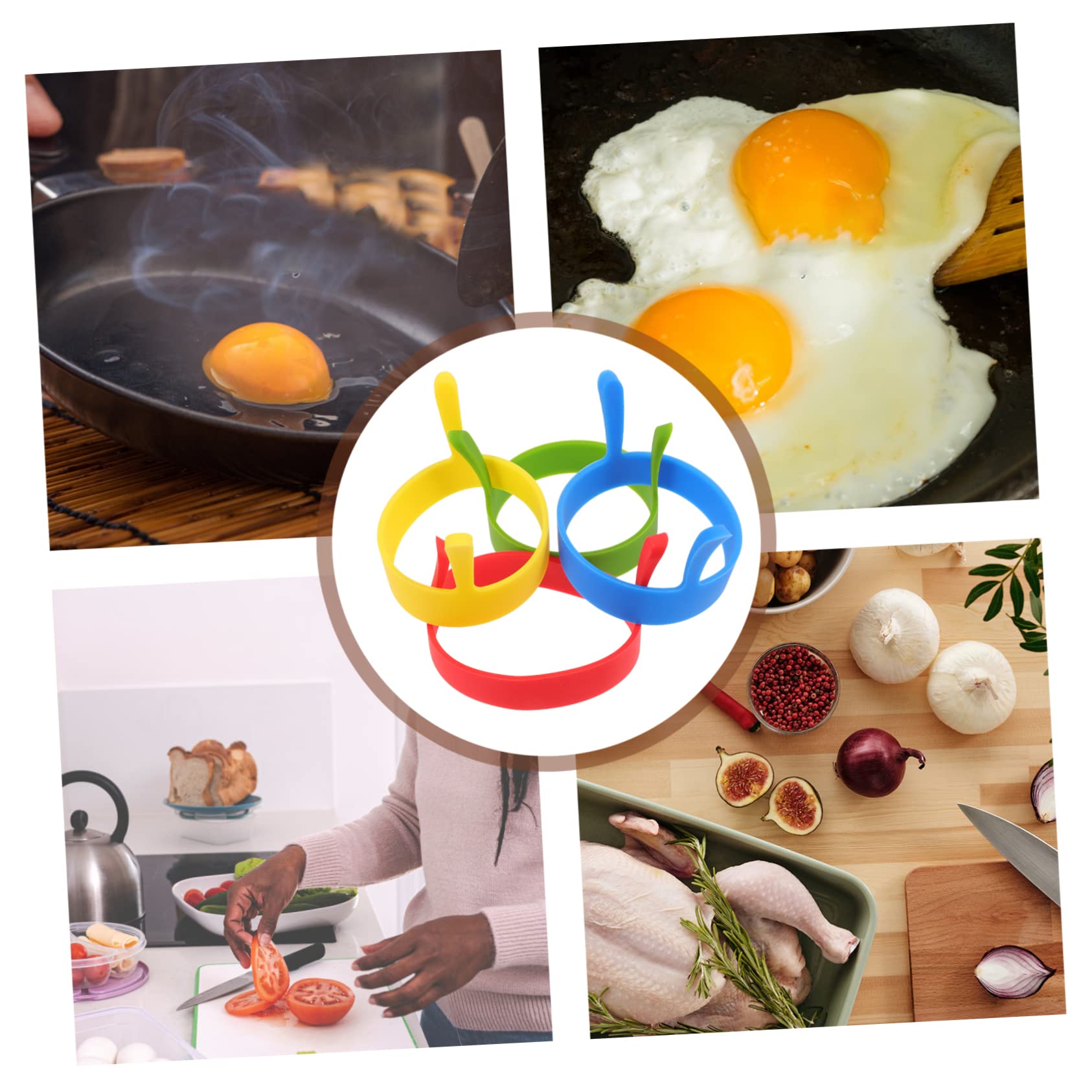 8Pcs silicone pancake ring kitchen ring molds for cooking egg frying molds round fried egg rings tuile molds silicone reusable omelette rings fried eggs non stick