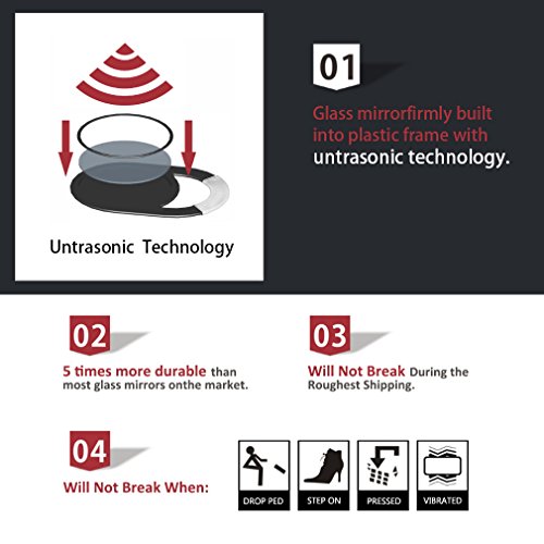 DEATTI Unbreakable Hand Mirror with Silicone Handle,Anti-Slip Handheld Mirror for Salon,Barber Shops,Travel,Makeup,Shaving,7.5" W x 11" L