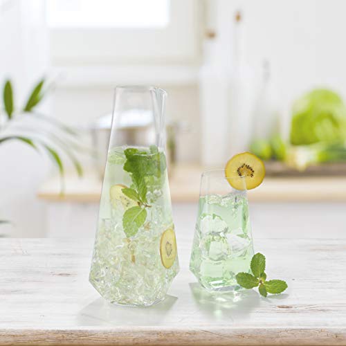 JoyJolt Infiniti Water Pitcher β 43Oz Deluxe Glass Pitcher β Premium Quality Crystal Lemonade Pitcher β Elegant Classic Design β Perfect Sangria Pitcher, Serving Iced Tea, Fruit Infusion, Juice