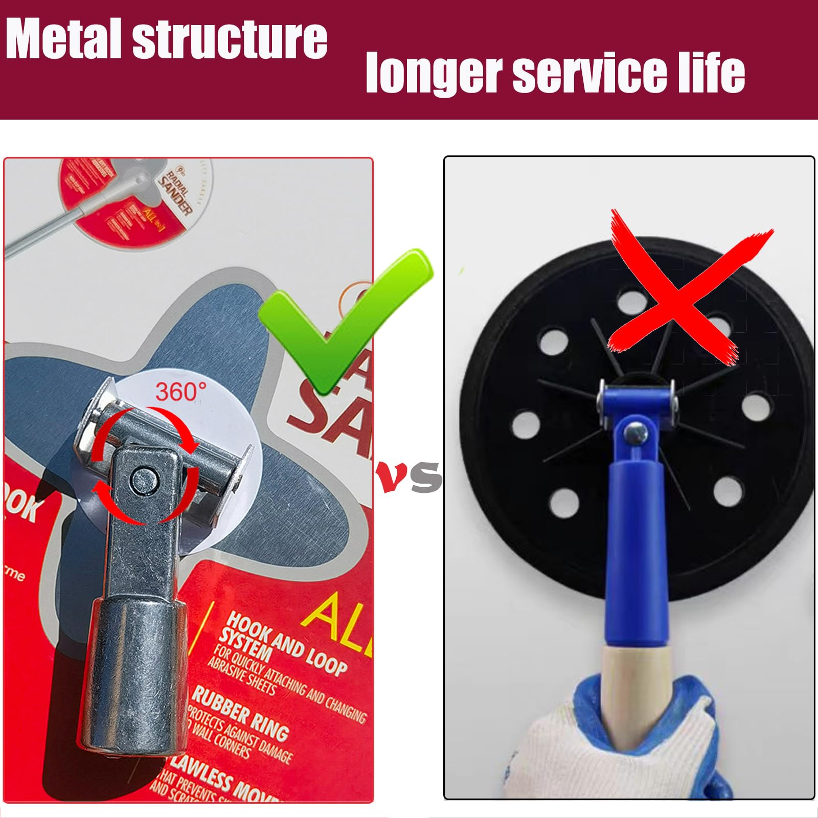 9 Inch Radial Hand Sander - Premium Wall Cleaning and Polishing Tool with Hook and Loop System – An Unmatched Unique Metal Pivoting Hinge Drywall Sander