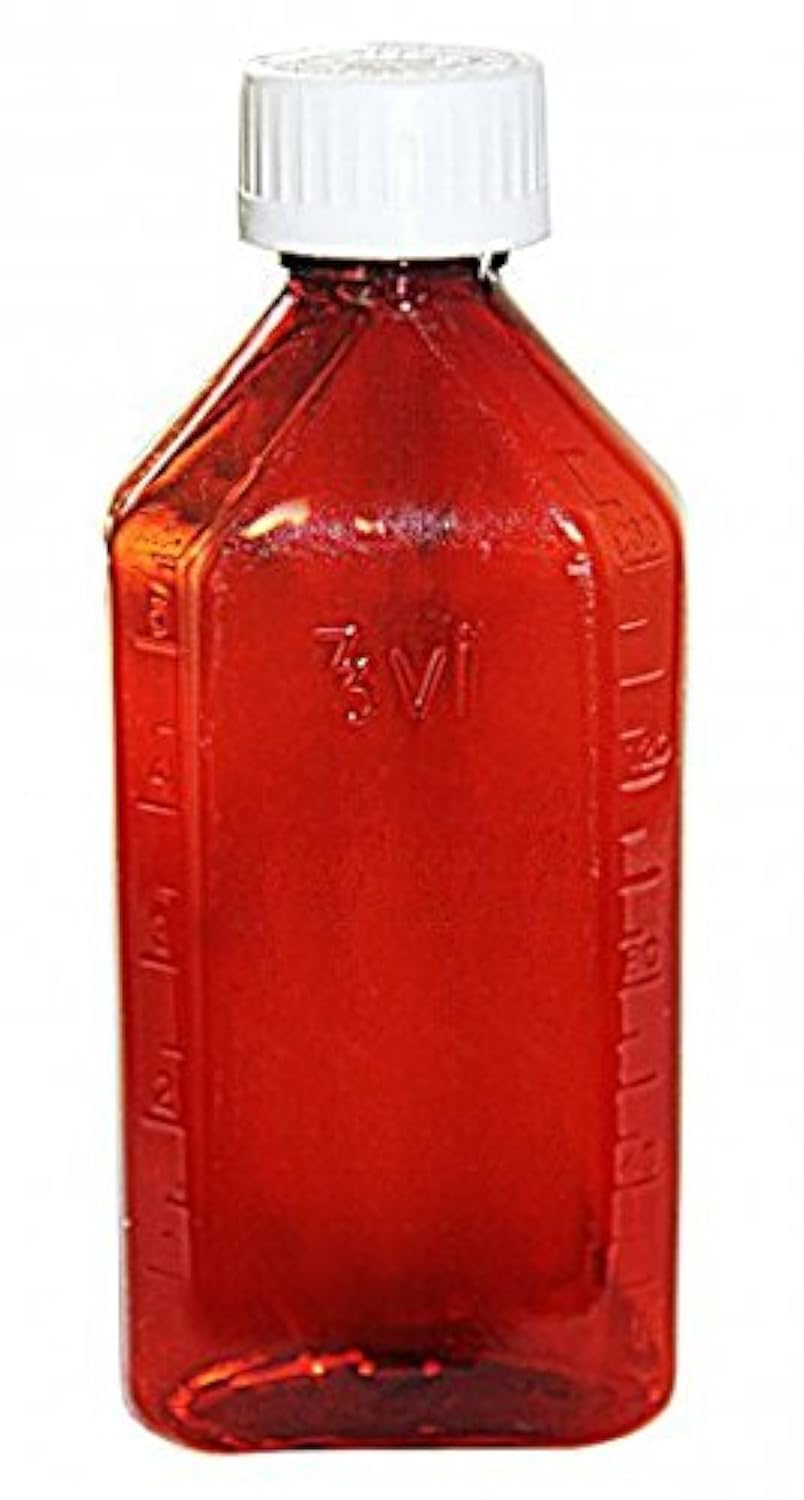 AmexDrug Pharmacy Bottle - Oval Plastic Bottle - 6 oz - Amber - Child Resistant Caps - 12 pcs (Medicine Bottle, Prescription Bottle, Liquid Medicine)