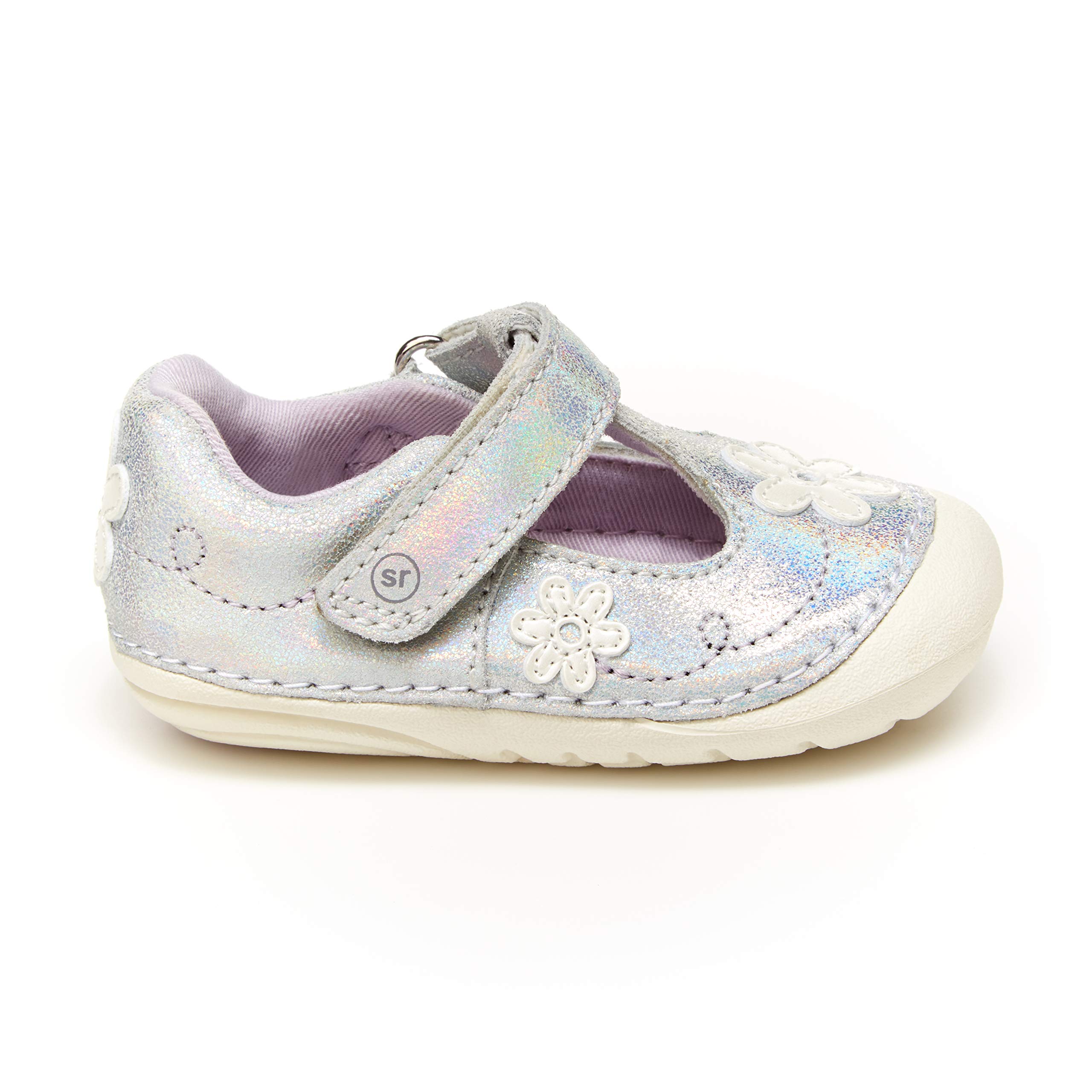 Stride Rite baby girls Soft Motion Liliana Mary Jane Flat, Iridescent, 3 Infant US