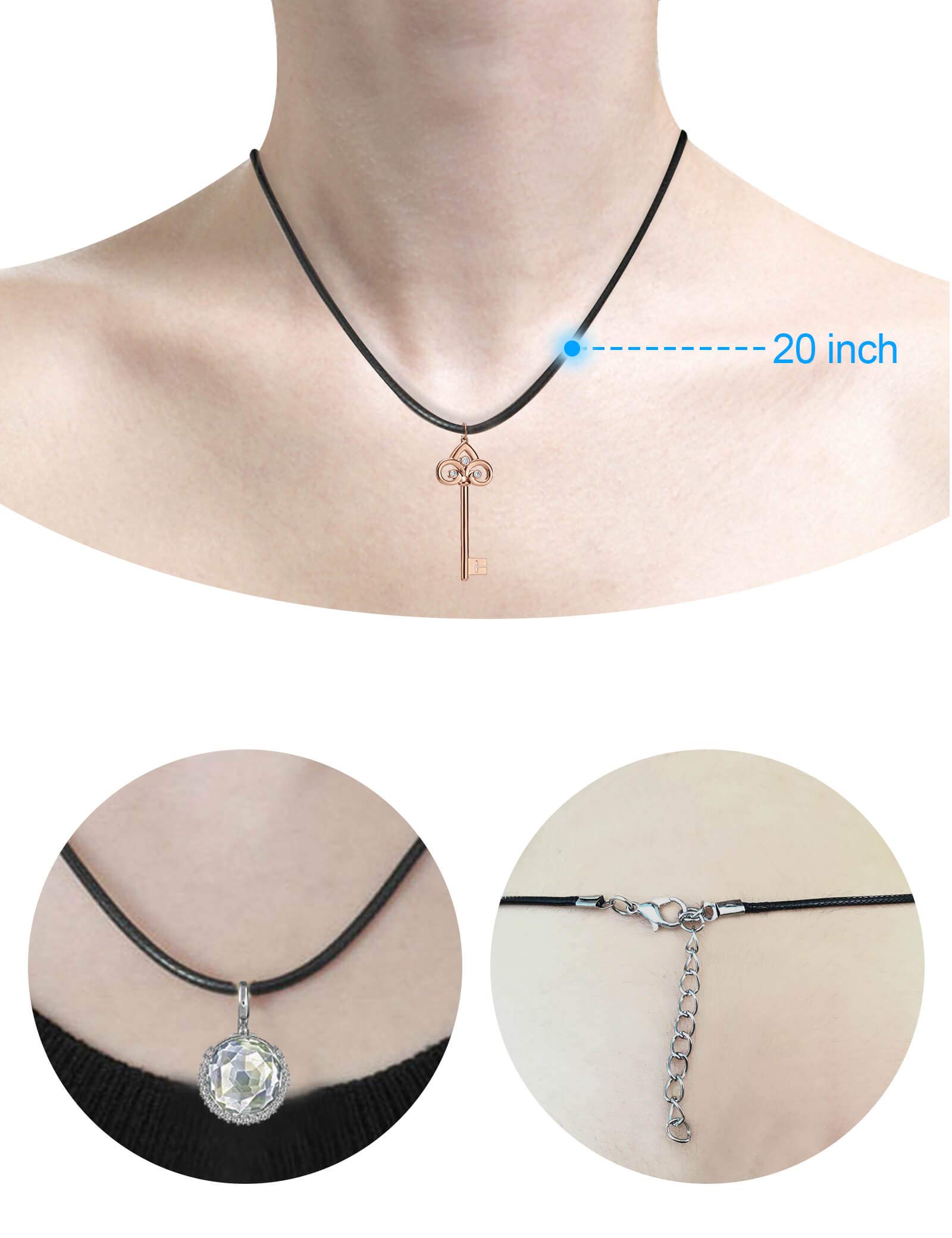 24PCS Black Cord Necklace, 20 in Waxed Necklace Cords for Pendants, Black String Necklace with Clasp for DIY Jewelry Makingā¦