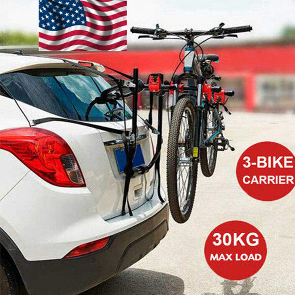 3 Bicycle Bike Rack Hitch Mount Rack Foldable Car Rear Bicycle Carrier 40kg Load Easy Storage Bicycle Rack Trunk Mount (US Stock)