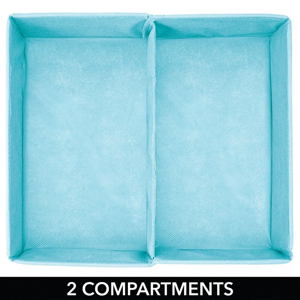 mDesign Fabric Drawer Organizer Bin Dividers for Baby Nursery Dresser, Closet, Organization - Bins Hold Clothes, Diapers, Cream, Toy, Blankets - 2 Pack, Turquoise Blue/White Polka Dot