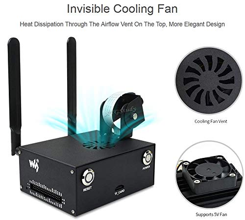 XYGStudy Jetson Nano 2GB Metal Case (E) with Camera Holder and Invisible Cooling Fan Design Specialized for Jetson Nano 2GB Developer Kit Only