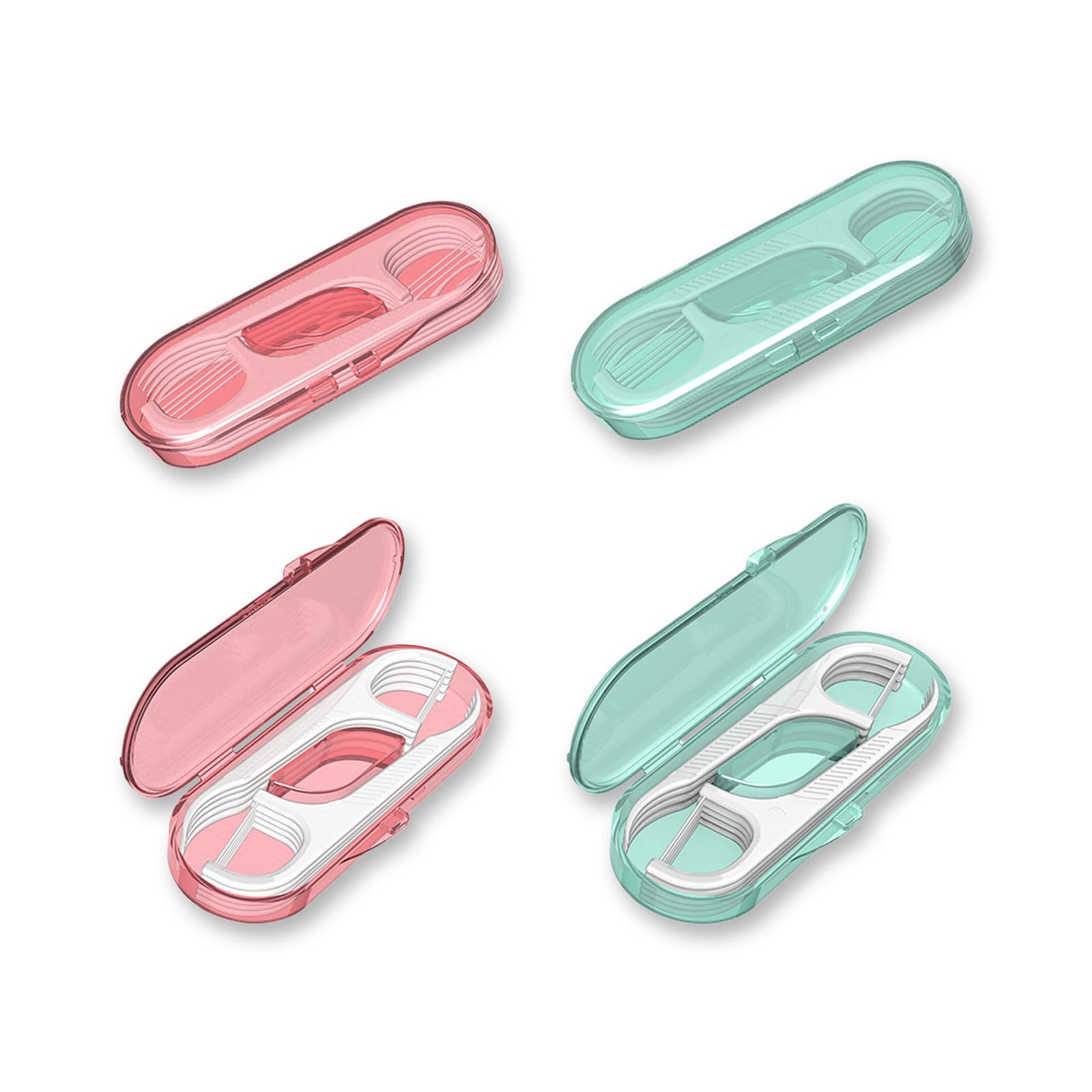 AOCEAN Dental Floss Picks - Travel Floss with Toothpicks - Professional Threader Flossers with 4 Storage Cases - Ideal for Family Hotel and High-Toughness Travel (40Pcs)