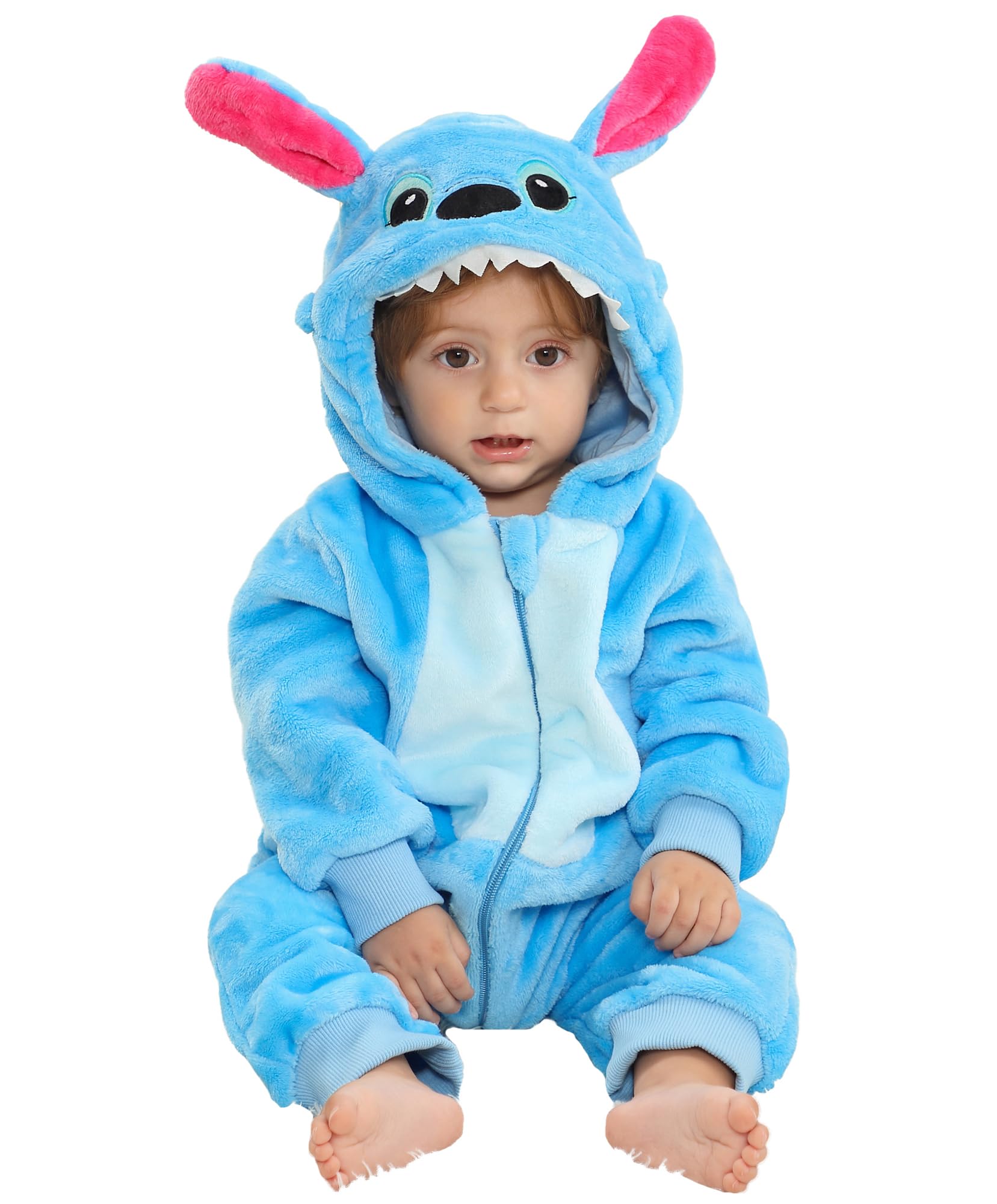 CLOHO Unisex Baby Flannel Romper Animal Onesie Pajamas Costume Hooded Cartoon Outfit Suit