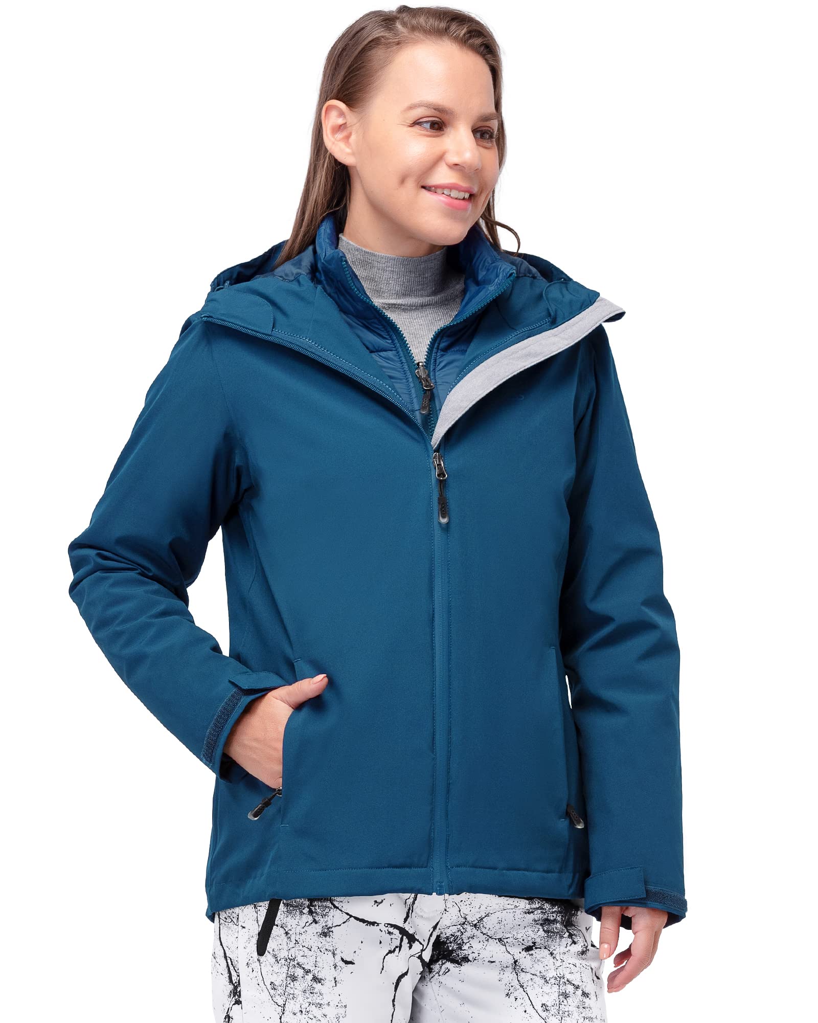 33,000ft Women's Waterproof Ski Jacket Winter 3 in 1 Snow Coat Snowboarding Jackets Warm Insulated Raincoat