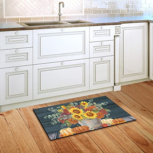Briarwood Lane Sunflowers and Hydrangeas Fall Doormat Floral Pumpkins 30" x 18"