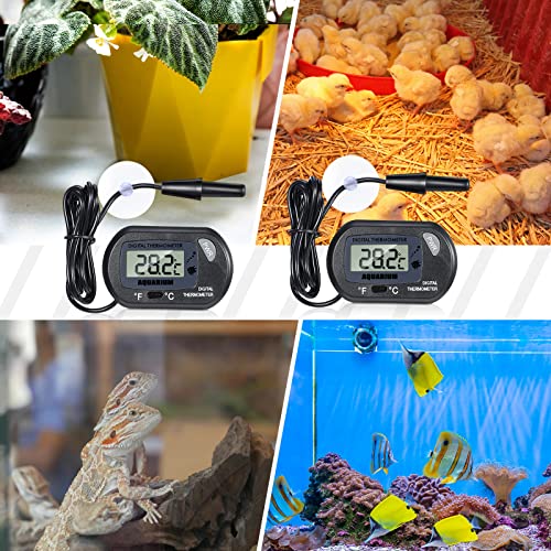 8 Pack Aquarium Thermometer Fish Tank Thermometer LCD Digital Thermometer Water Thermometer Reptile Thermometer with Suction Cup and 3.3ft Cord Fahrenheit/ Celsius for Fish Tank Terrarium Reptile