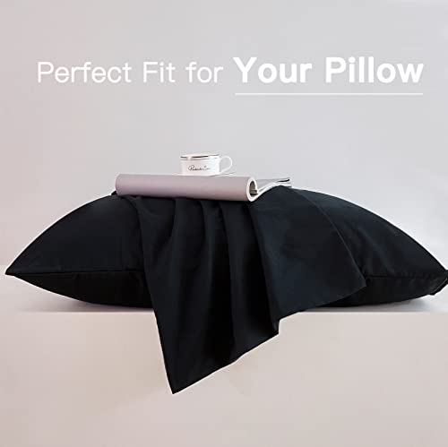 Airensky Pillow Cases Queen - Black Slip Pillow Cases for Hair and Skin 2 Pack 20x30 inches,Soft Chill & Breathable Pillow Cover with Envelope Closure,Gifts for Women Men