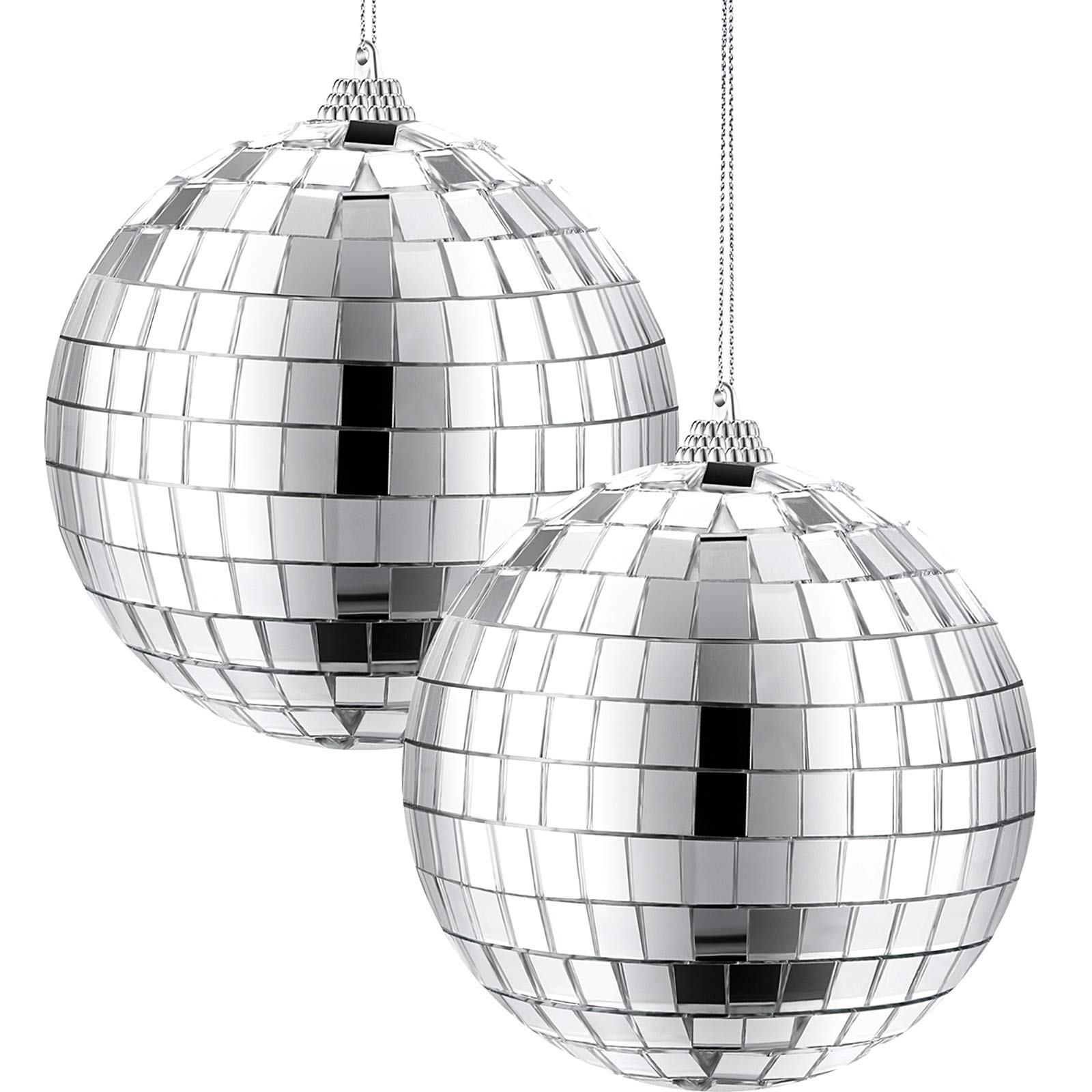 2 Pieces Mirror Disco Ball, 70's Disco Party Decoration, Hanging Ball for Party or DJ Light Effect, Home Decorations, Stage Props, Game Accessories(4 Inch)