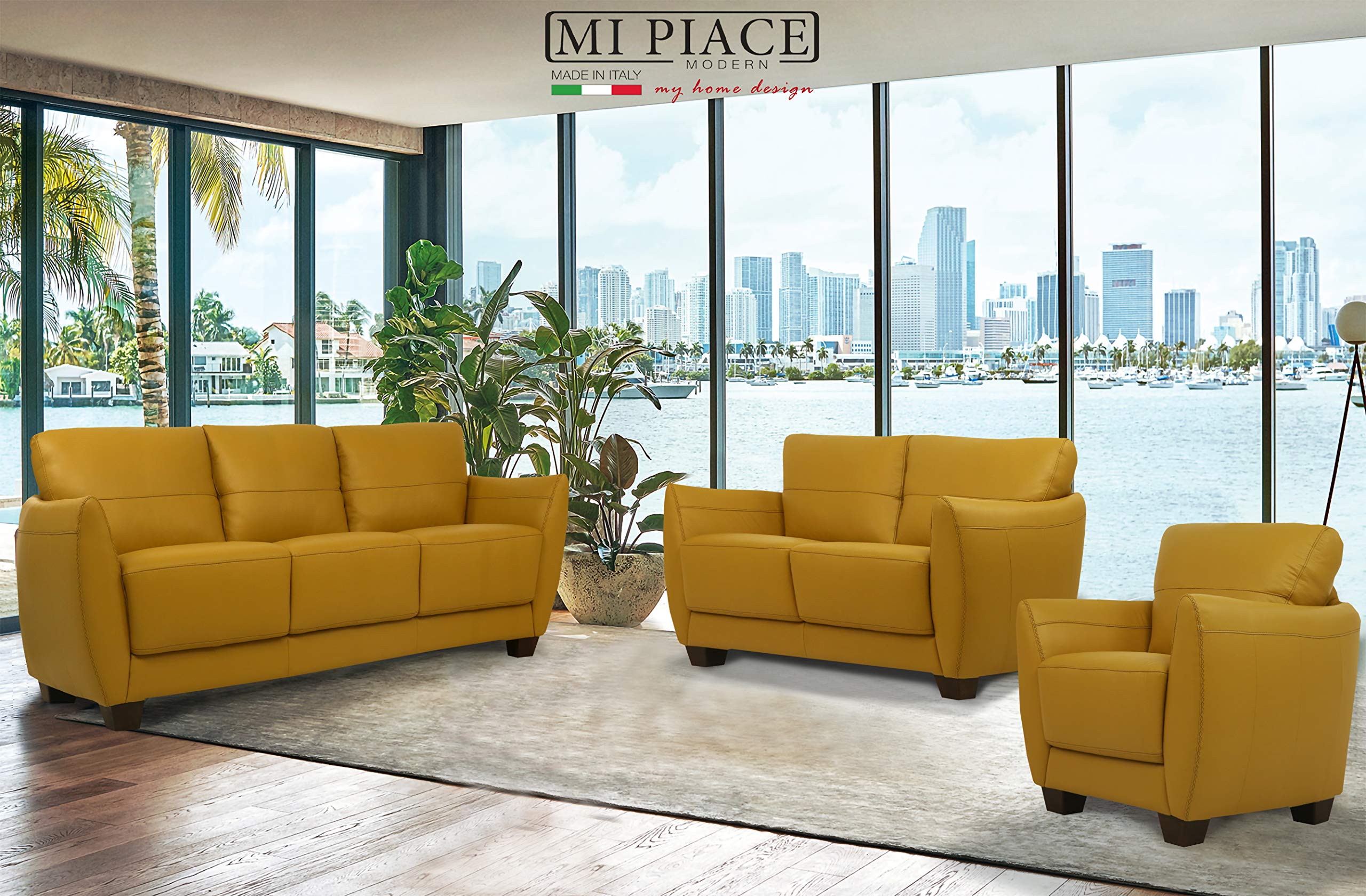 Acme Valeria Leather Loveseat in Mustard