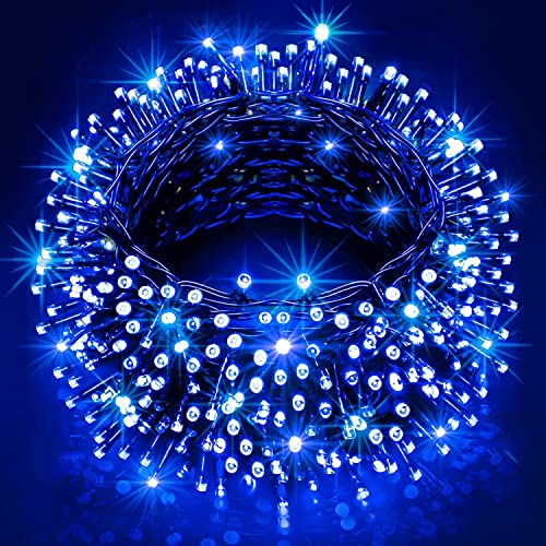 ilikable Outdoor Decoration Lights, Battery Operated String Lights Summer Camping Decoration Lights131ft 300-LED for Indoor/Outdoor Decoration Lights 8 Modes Waterproof -Blue White.