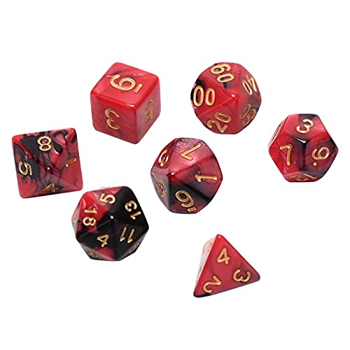 SUWEILE SZSZ 7pcs/Set Acrylic Dice Set Different Shapes Digital Dice for RPG MTG DND Board Game Role Playing Games 0212 (Color : F)