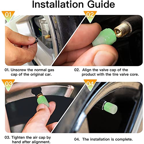 8 Pack Luminous Tire Valve Stem Caps,Fluorescent Car Tire Valve Cap Set, Corrosion Resistant, Universal Stem Covers Glowing Tire Valve Caps for Cars Trucks Motorcycles SUVs and Bikes (Green)