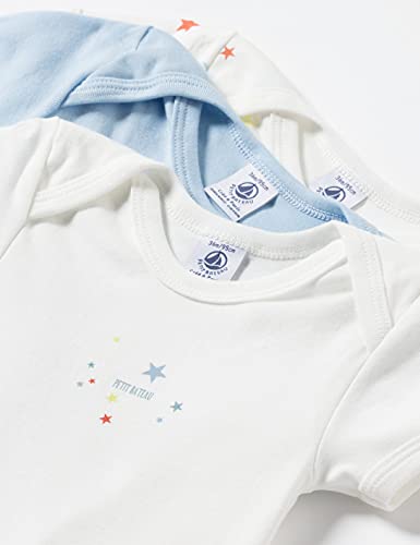 Petit Bateau BABIES' COLOURFUL STARRY SHORT-SLEEVED ORGANIC COTTON BODYSUITS - 3-PACK STYLE 59429 SIZES 3-36 MONTHS (SIZE 6 MONTH STYLE 59429)