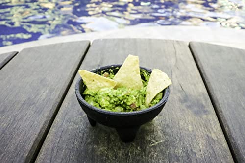 6 Pack Salsa Black Molcajete, Mexico Serving Dish, Chips, Sauce Cup, Side Dish, Snack, Dip, Nuts Candy for Taco Fiesta, Perfect for Parties, Events, or Any Use! (Black, 6 Pack)