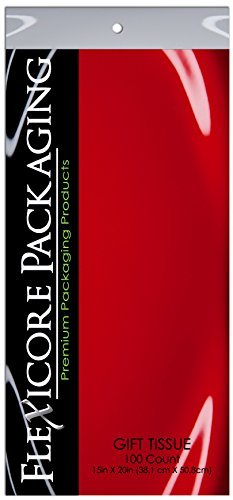 Flexicore Packaging Red Gift Wrap Tissue Paper Size: 15 Inch X 20 Inch | Count: 100 Sheets | Color: Red