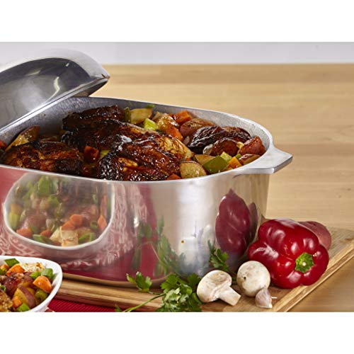 IMUSA USA Heavy Duty Cajun Oval Aluminum Roaster 15, Silver