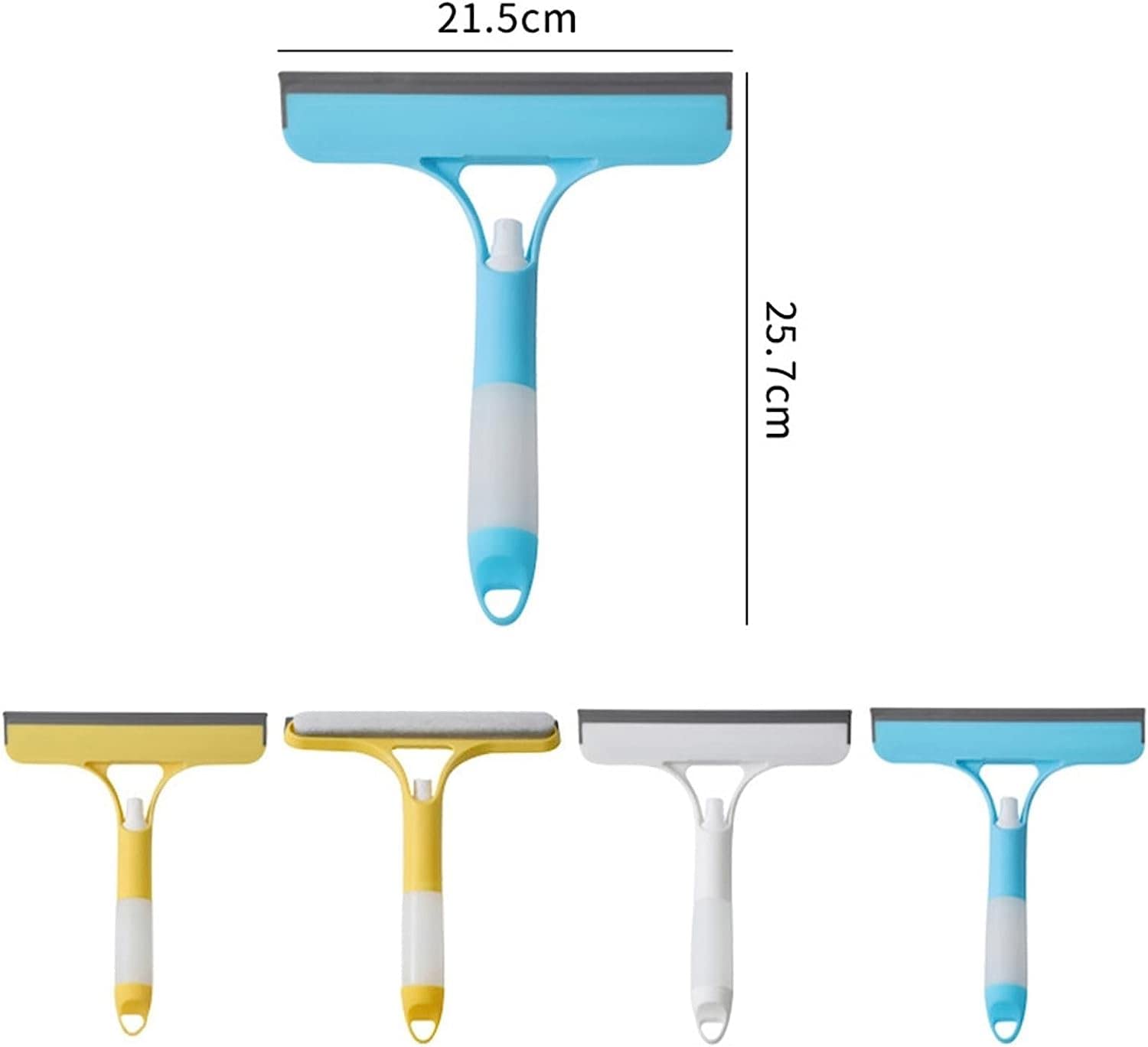 3 in 1 Window Cleaning Tool for Car Indoor Outdoor High Windows, Multi-Purpose Silicon Squeegee Window Cleaner with Water Spray, Shower Squeegee for Glass Doors (Blue)