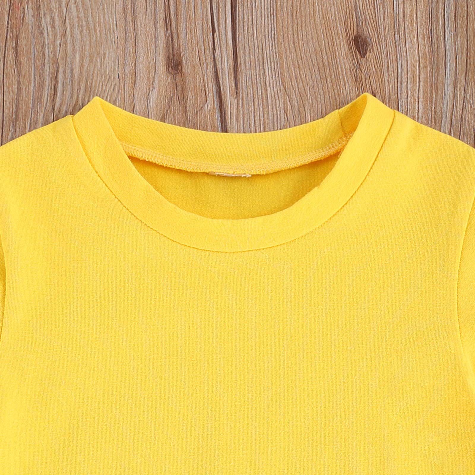 Toddler Baby Girls Boys Cartoons Cotton Basic T Shirts Tops Shorts Sleeve Tee Shirt Baby Summer Clothes (A Solid Yellow, 4-5T)