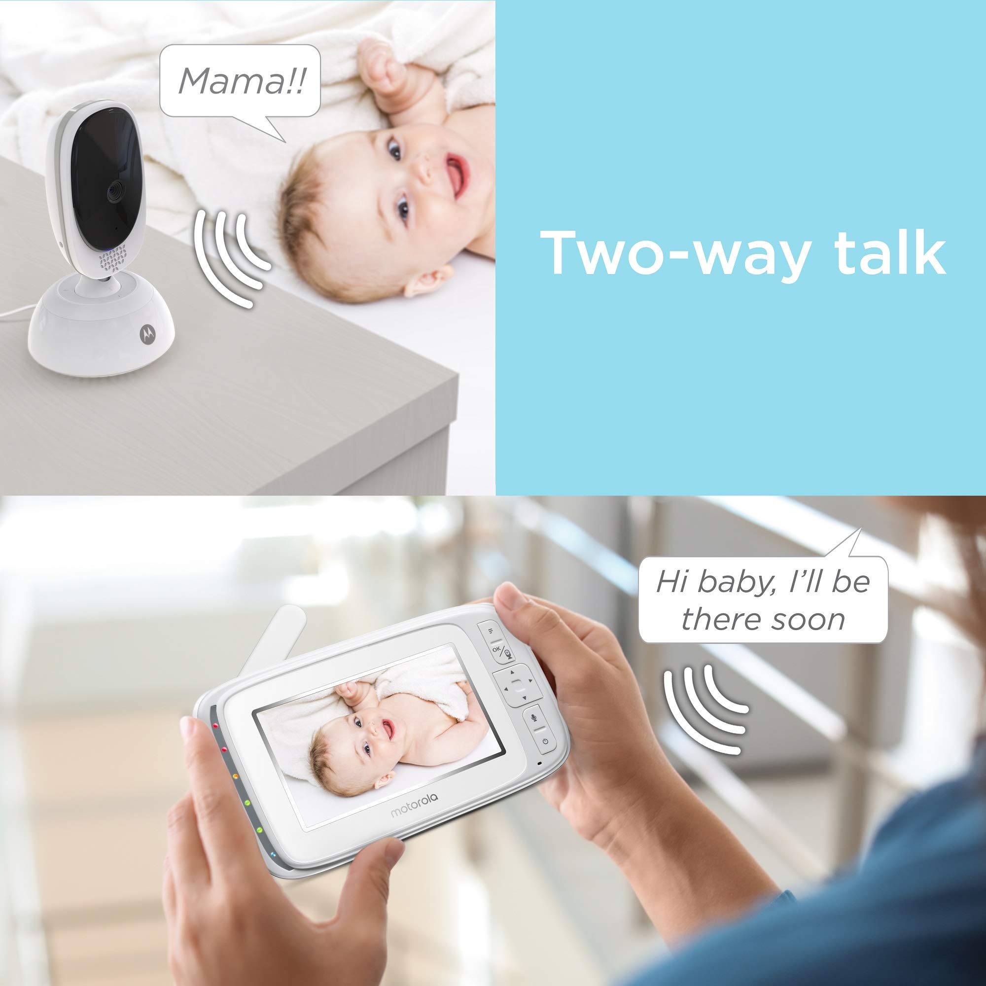Motorola Bliss54-2 Video Baby Monitor – 4.3” LCD Color Screen Display, Two Wireless Cameras, Remote Pan Scan, 2-Way Talk, Night Vision, Pre-Loaded Lullabies