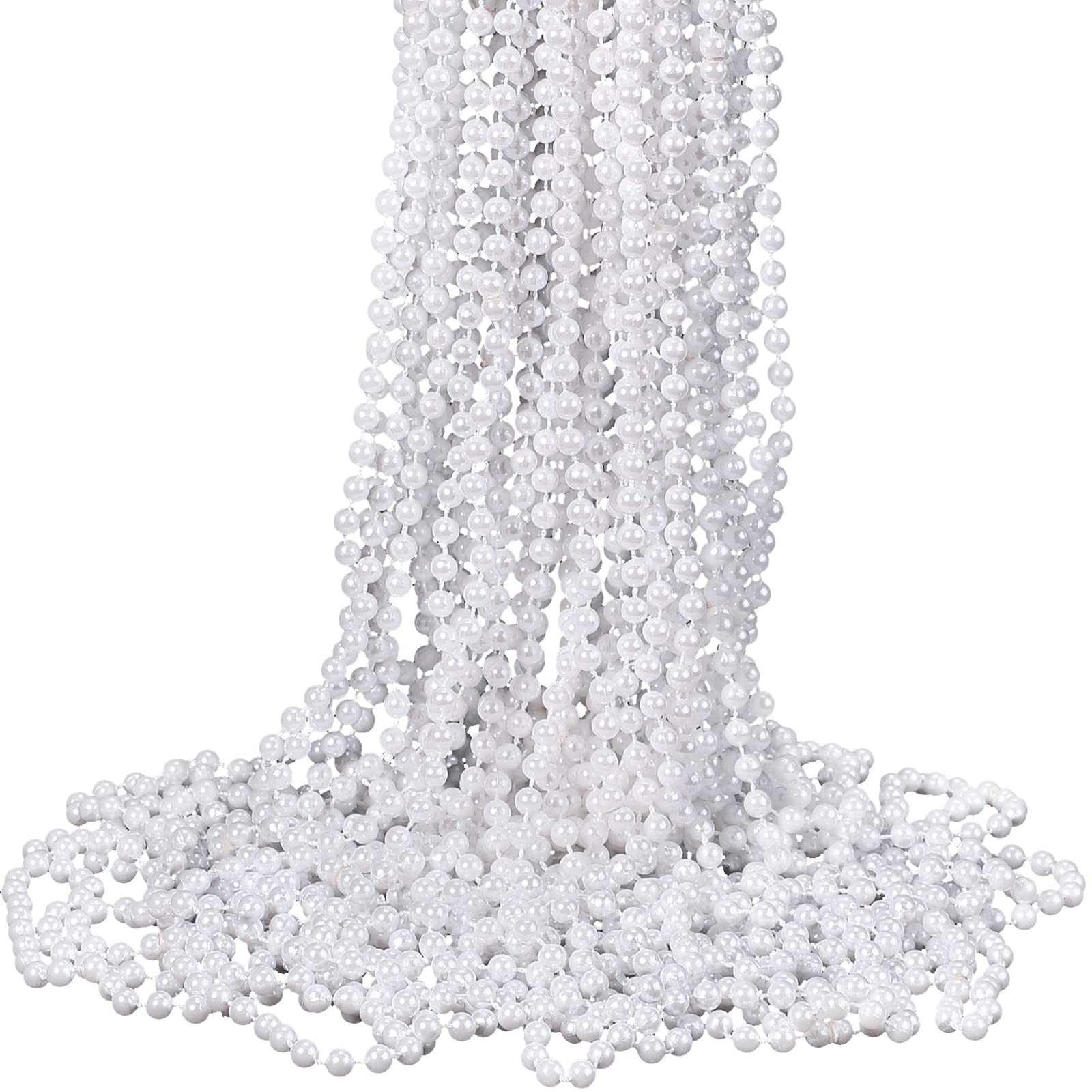 36 Pack Long Pearl Necklace Fake Pearl Necklace Bulk Costume Jewelry for Women 1920s White Faux Pearl Beaded Strand Layered Necklace Accessories for Christmas Wedding Bridal Shower Tea Birthday Decor