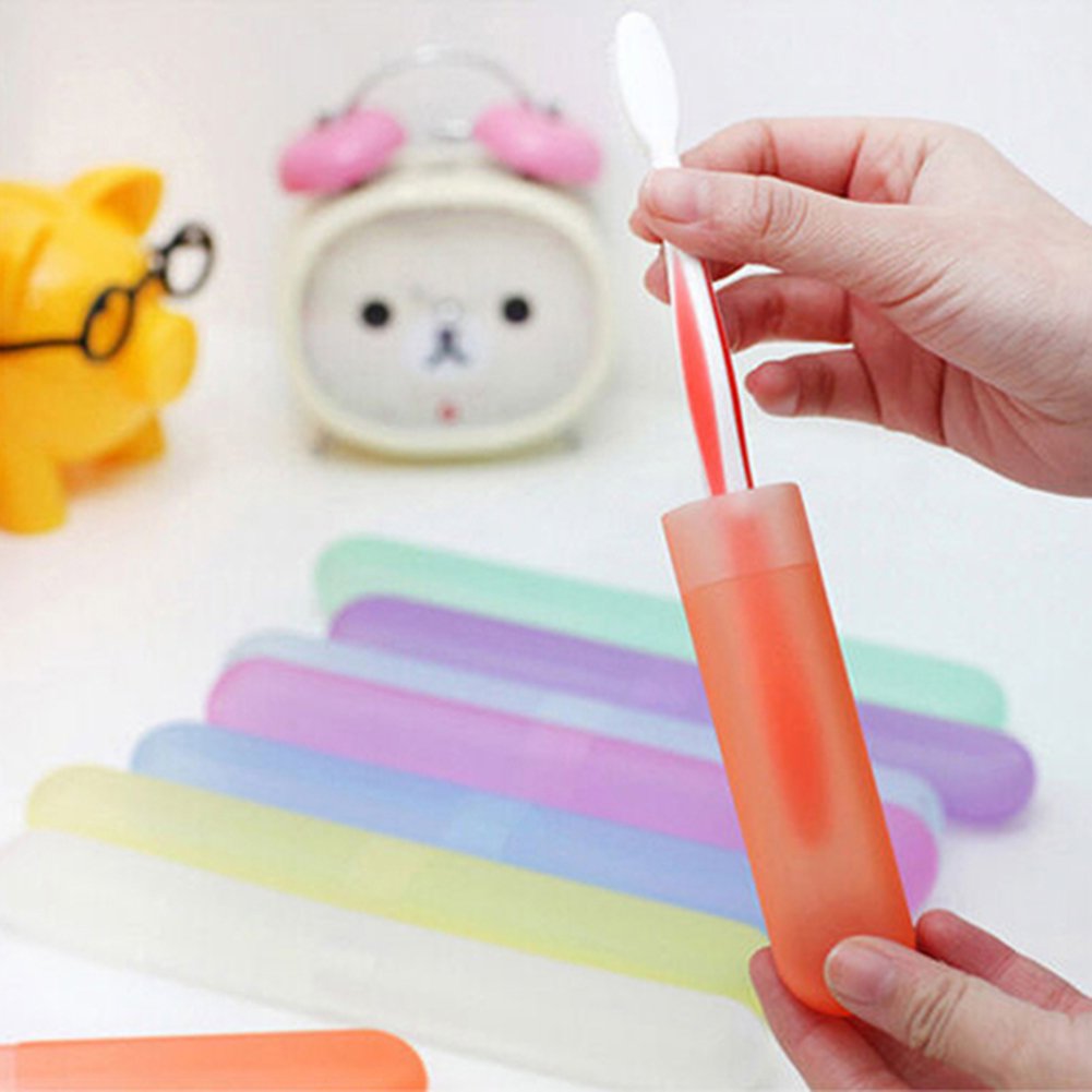 bjlongyi 1 pc Travel Toothbrush Case,Portable Toothbrush Storage Holder Cover Box for Hiking Camping Pink