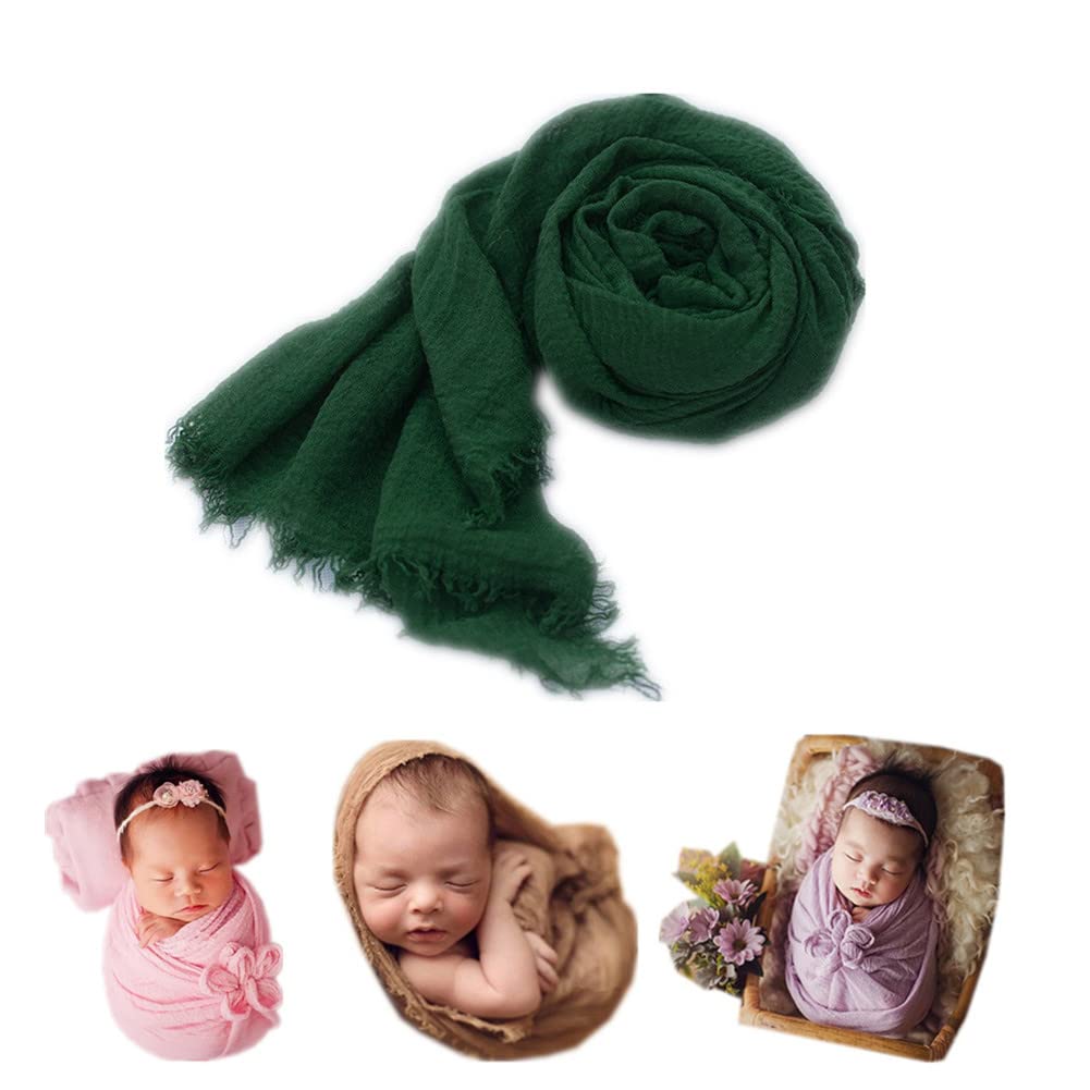 Coberllus Newborn Baby Photo Props Blanket Swaddle Ripple Wrap for Boy Girls Photography Shoot (Green)