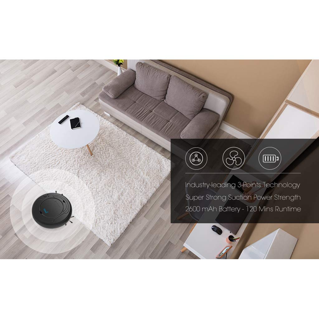 3 in 1 Floor Robot Vacuum Cleaner Mop, Automatic Distance Sensor Edge Sweeping Robot, Ideal for Hard Floors and Carpets, Pet Hair, Self-Charging, Quiet, Large, with Mop