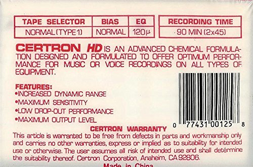 Certron HD90 Normal Bias Type I Audio Cassette Tape New Sealed