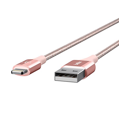 Belkin MIXIT DuraTek Lightning to USB Cable - MFi-Certified iPhone Charging Cable for iPhone 11, 11 Pro, 11 Pro Max, XS, XS Max, XR, X, 8/8 Plus and more (4ft/1.2m), Rose Gold