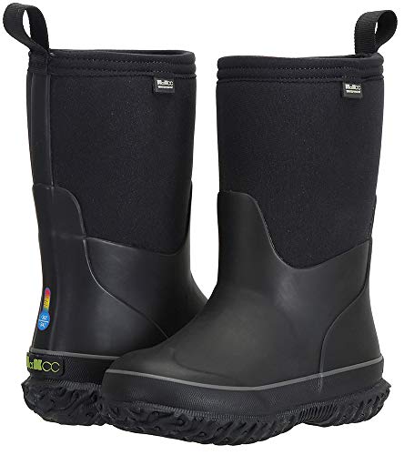 MCIKCC Unisex-Child Kids Waterproof Winter Rain Boots, Classic Youth Insulated Neoprene Rubber Boot for Toddler Boys Girls,Black,Size 6