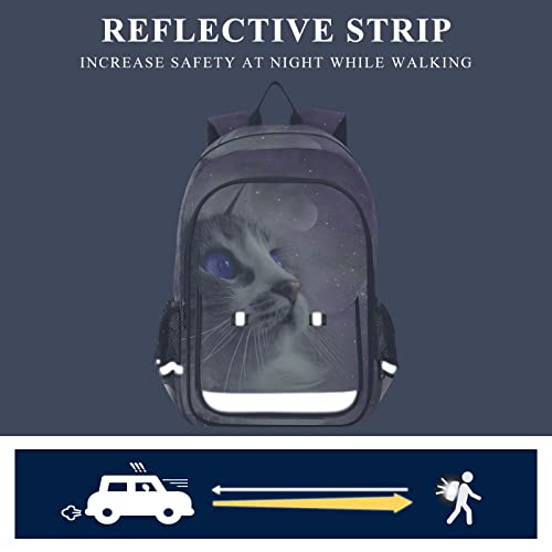 ALAZA Galaxy Space Animal Cat Laptop Backpack Purse for Women Men Travel Bag Casual Daypack with Compartment & Multiple Pockets