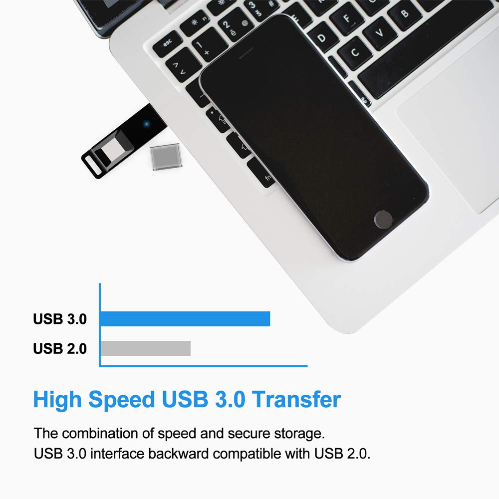 32GB Flash Drive, Aiibe Fingerprint USB 3.0 Flash Drive 32 GB High Speed Recognition Encrypted USB Drive Security Protection Thumb Drive USB Stick (32G, Black)