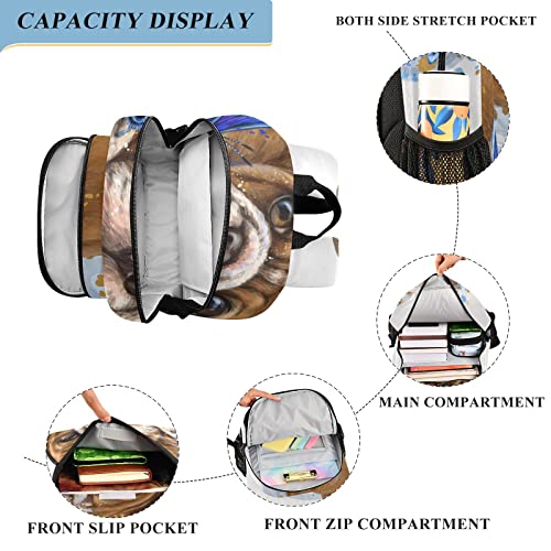 ALAZA Cute Dog Print Bulldog Puppy Laptop Backpack Purse for Women Men Travel Bag Casual Daypack with Compartment & Multiple Pockets