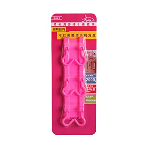 OLIVE US-Towel Hanger Home Kitchen Utensils 6 Hooks Holder Organizer Storage Rack Hanger(rose)