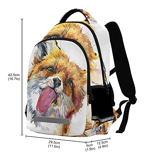 ALAZA Cute Fox Watercolor Animal Backpack Purse for Women Men Personalized Laptop Notebook Tablet School Bag Stylish Casual Daypack, 13 14 15.6 inch