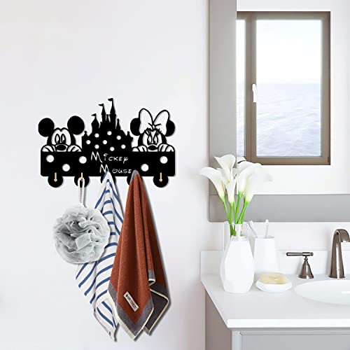Mickey Mouse Disney Key Hooks,Door Hooks Self-Adhesive Key Holder for Wall Entryway, Kitchen,5 Hook Black Heavty Duty 6lb (Mickey Mouse)